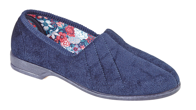 Sleepers LS392NC Audrey Navy Womens Comfort Slippers – The Shoe Centre
